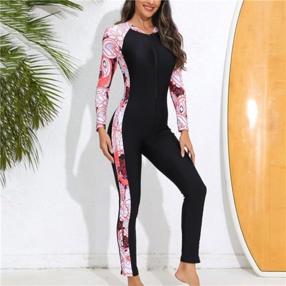 Swim | Womens Long Sleeve Zip Front Rash Guard Full Body Swimsuit Sun ...